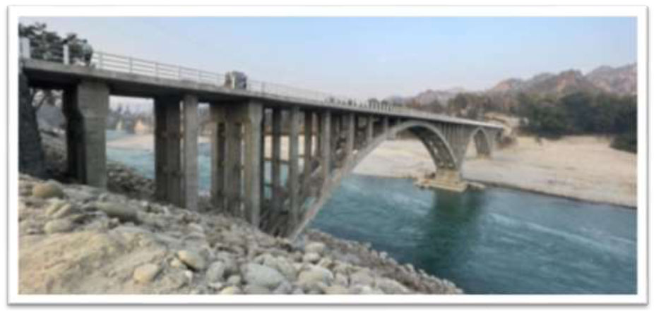 Kochalighat kuine multi-span arch bridge over the karnali river.